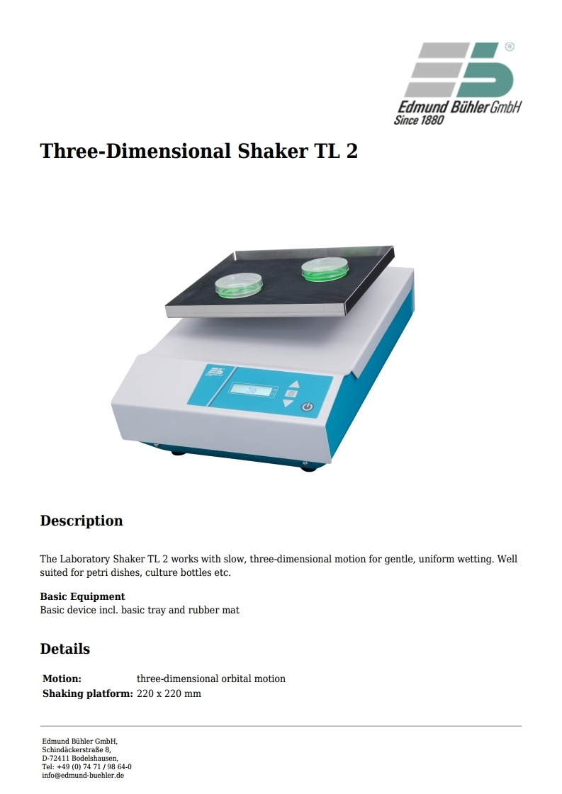Three-Dimensional Shaker TL 2 / 3차원 쉐이커