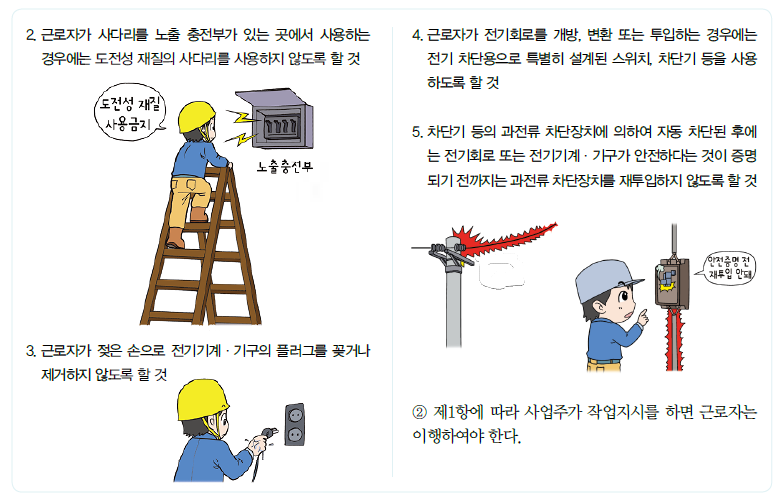 산업안전보건기준에 관한 규칙전기로 인한 위험방지배선 및 이동전선으로 인한 위험 방지