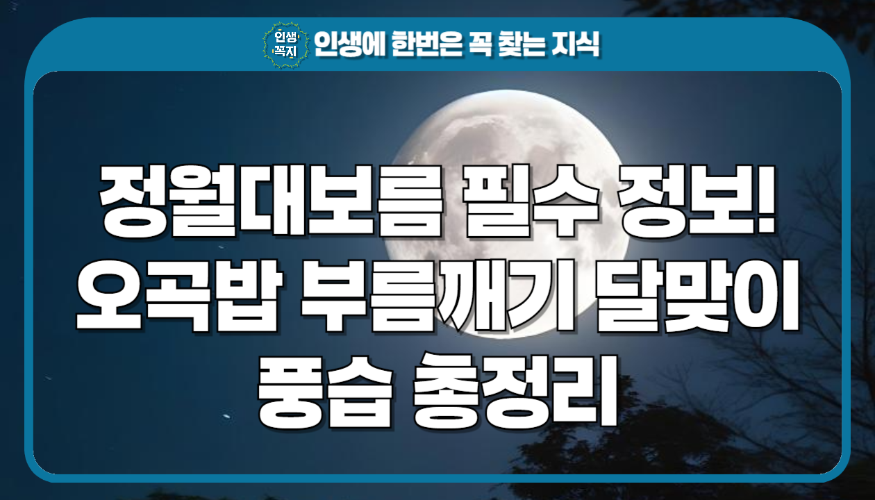 정월대보름 필수 정보 오곡밥·부럼깨기·달맞이 풍습 총정리