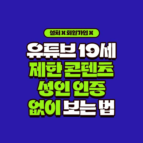 유튜브 성인 인증 없이 바로 보는 법 19세 연령 제한 해제 사이트