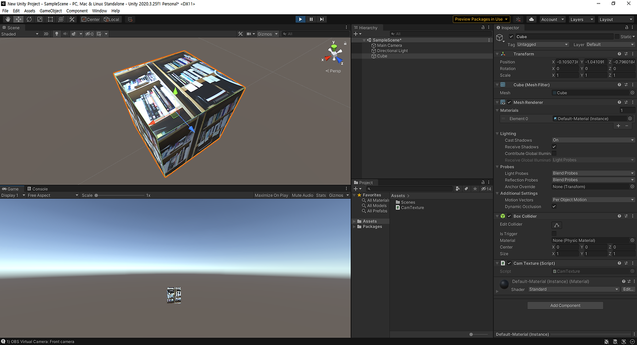 Software Engineer :: Unity3D - 유니티 3D WebCamTexture 라이브 비디오 텍스쳐