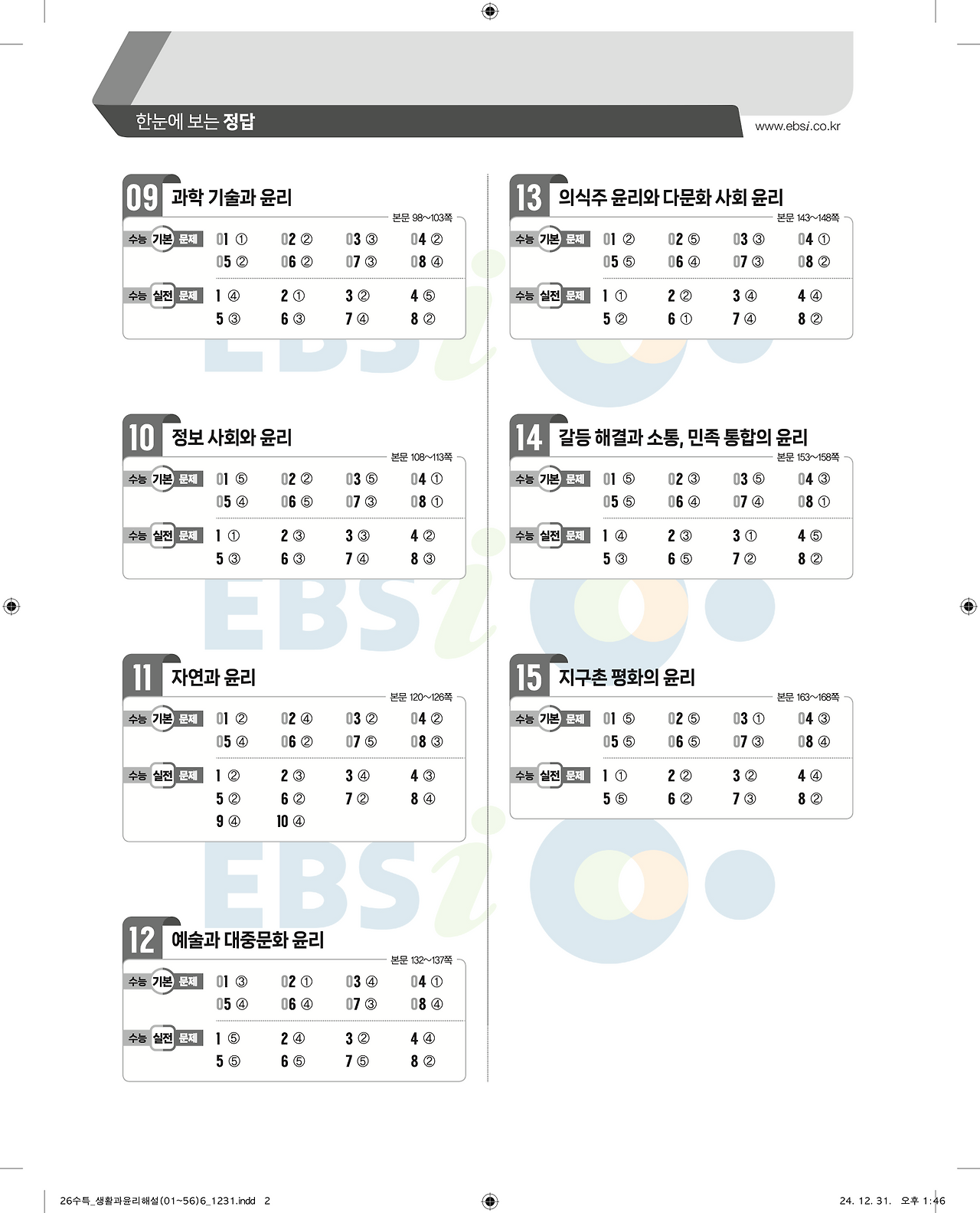 2026 수능특강 생활과윤리 수특 생윤 답지 제공 Pdf 다운로드 및 정답 해설 포함 바로보는 사진답지 모바일최적화