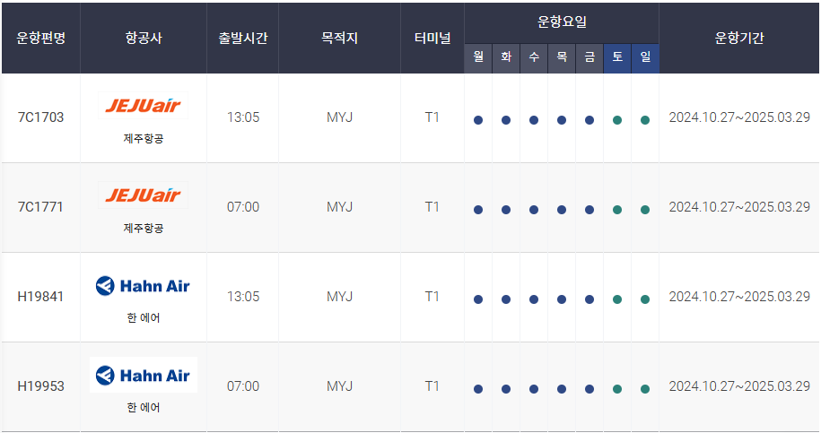 인천 마쓰야마 비행시간 항공권 예매 인천공항 마쓰야마공항 비행기 시간표