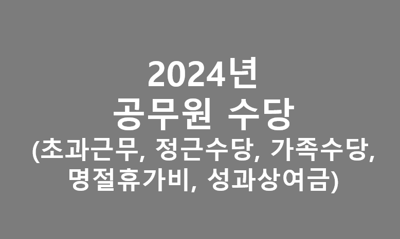 2024년 공무원 수당초과근무 정근수당 정근수당가산금 가족수당 명절휴가비 성과상여금