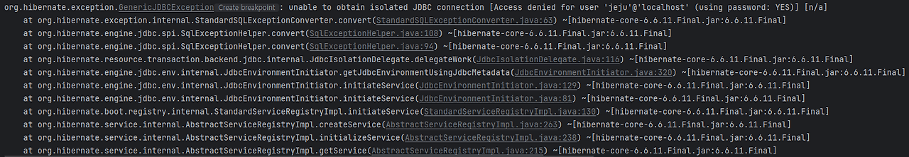 org.hibernate.exception.GenericJDBCException: unable to obtain isolated JDBC connection [Access ...