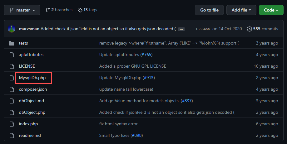 [PHP] 클래스를 사용해서 MySql 데이터 베이스를 간단하게 사용한다. (PHP MySqli Database Class)