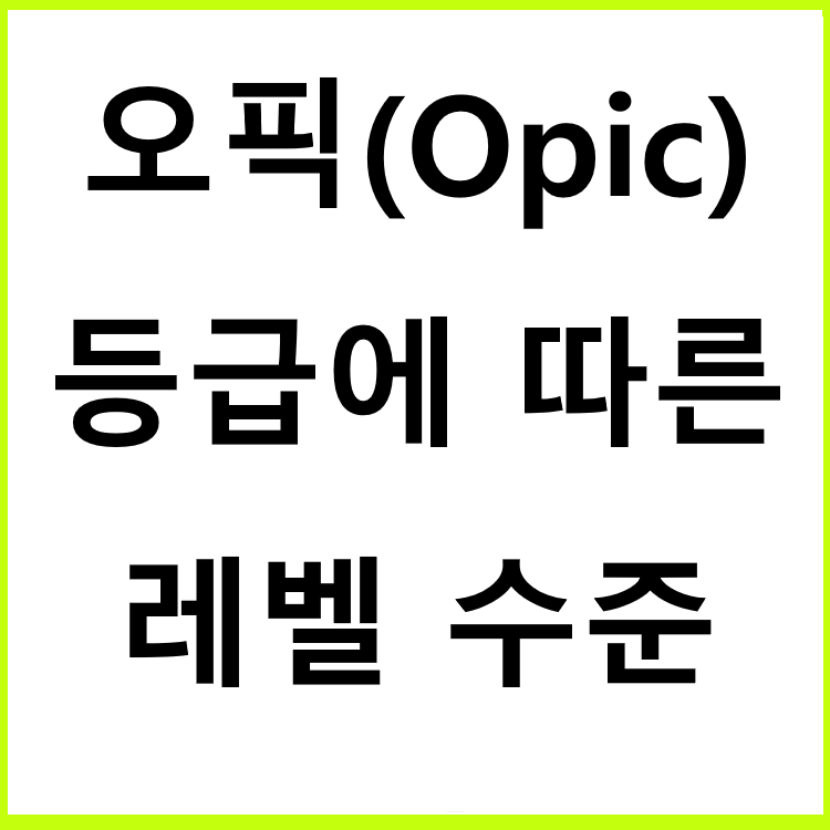 오픽(Opic) 등급에 따른 레벨 수준