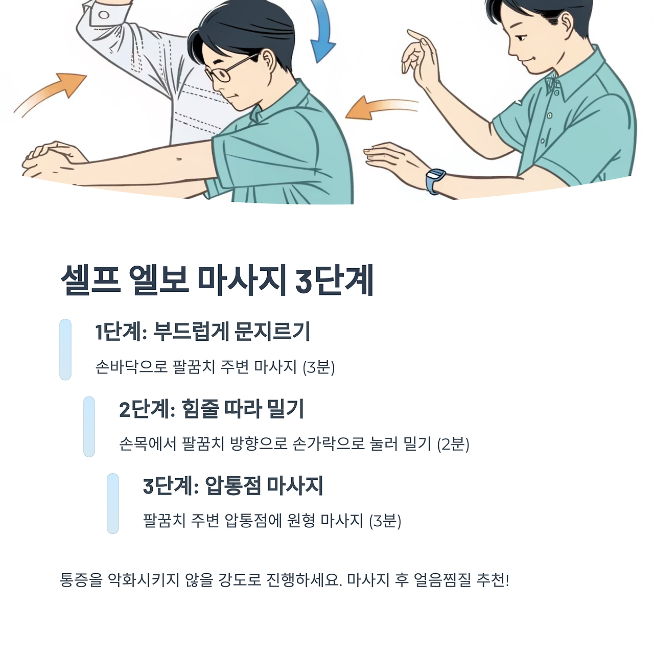 통증 잡는 팔꿈치 엘보 마사지와 치료법 완전 정리