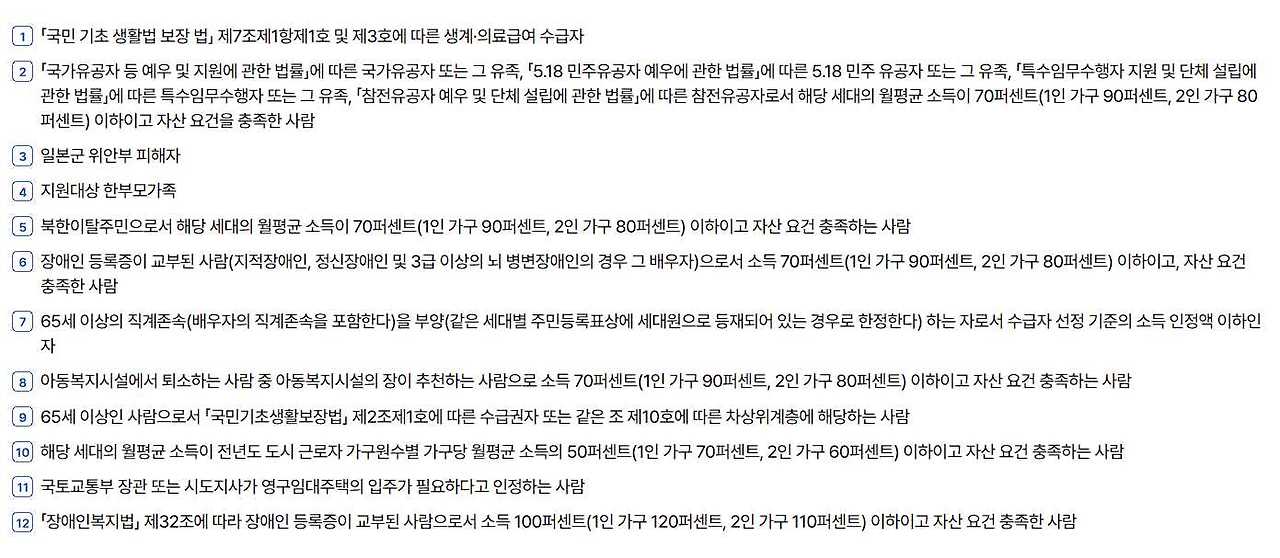 영구임대 주택 정보 총정리 입주자격소득선정기준순위기간신청방법
