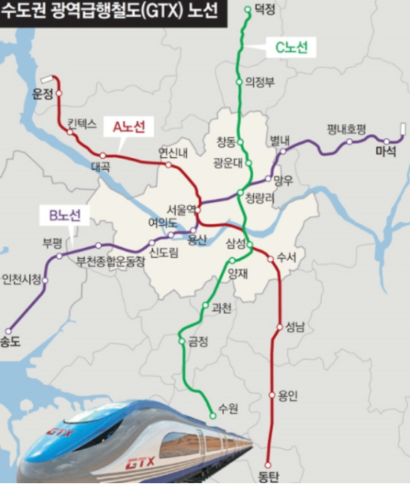 GTX A노선 위치(용인역, 성남역, 운정역, 킨텍스역, 동탄역) a노선도 :: 해프릭스