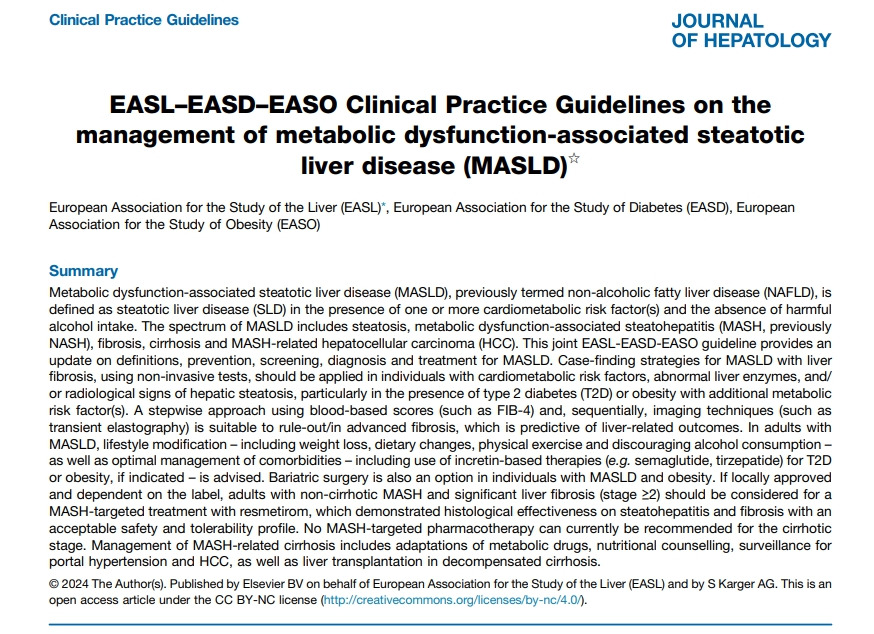 대사기능장애 관련 지방간 질환 (MASLD) 관리에 관한 EASL–EASD–EASO 임상진료지침 : 정의, 유병율 및 자연 경과