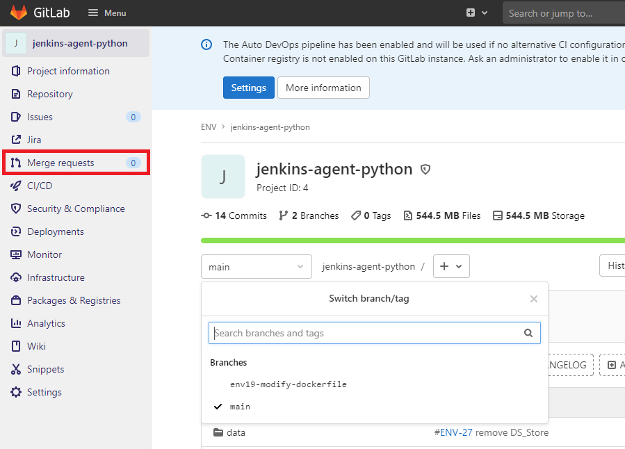 gitlab에서 소스코드 Pull Request와 Merge 하기