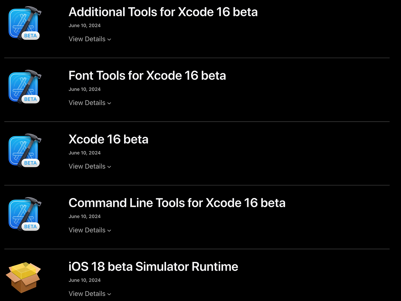 [Xcode 16 Beta] Could not download and install iOS 18.0 Simulator runtime with Xcode 16.0 beta