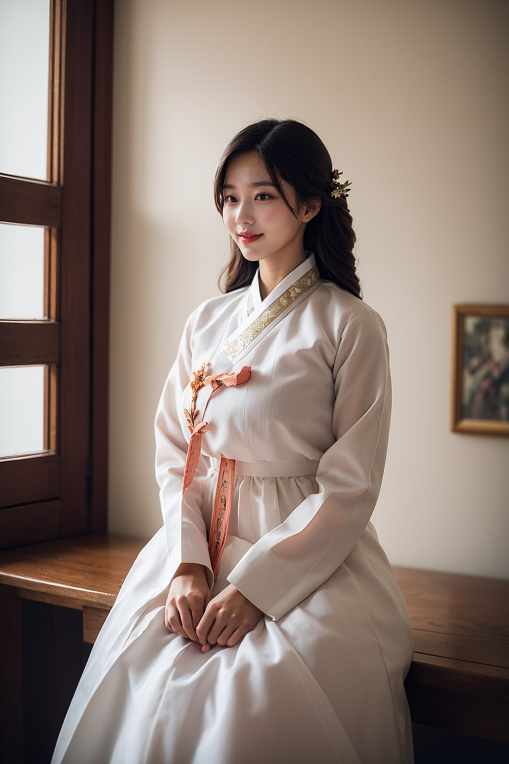 한복 입은 여자 그림 생성하기