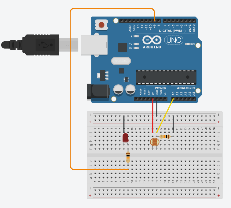 Arduino 조도 센서로 Led 제어하기 파이썬