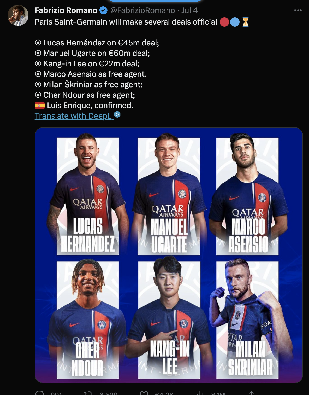 해외축구 이적소식 7월5일자 메이슨 마운트 아르다 귈러 Psg 영입명단 대표 6인이강인 등