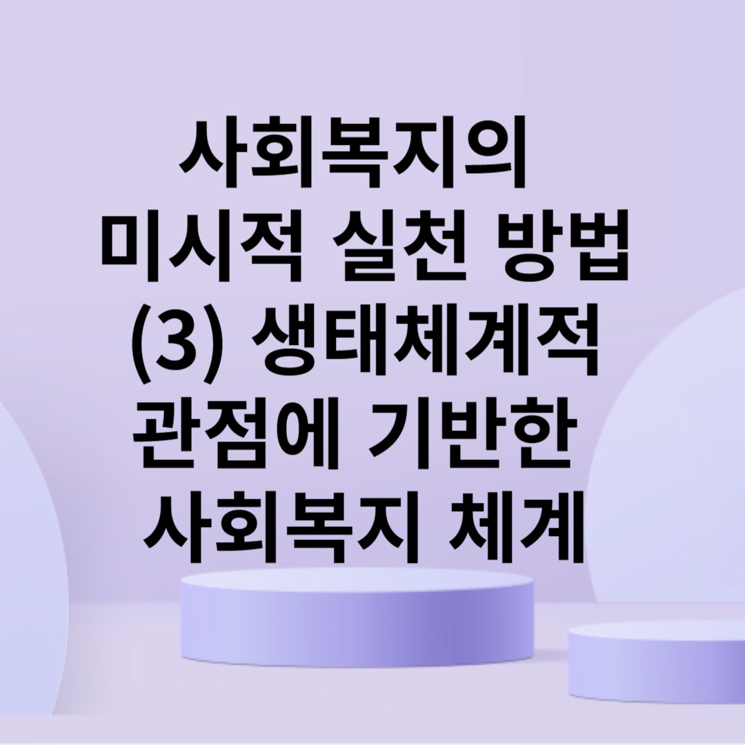 사회복지의 미시적 실천 방법 3 생태체계적 관점에 기반한 사회복지 체계