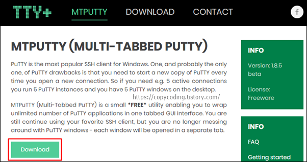 [Telnet] SSH 연결용 putty, mtputty Client 무설치 사용법 :: Copy Coding