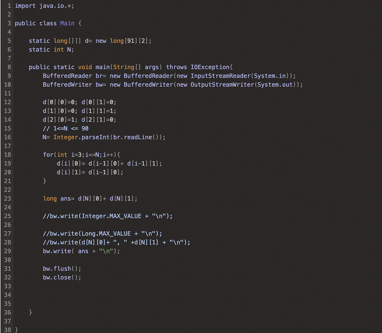 [BOJ] 2193: 이친수 / JAVA, DP