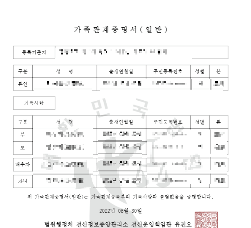 가족관계증명서 인터넷발급할머니 외할머니 형제자매 경제정책 알려드림