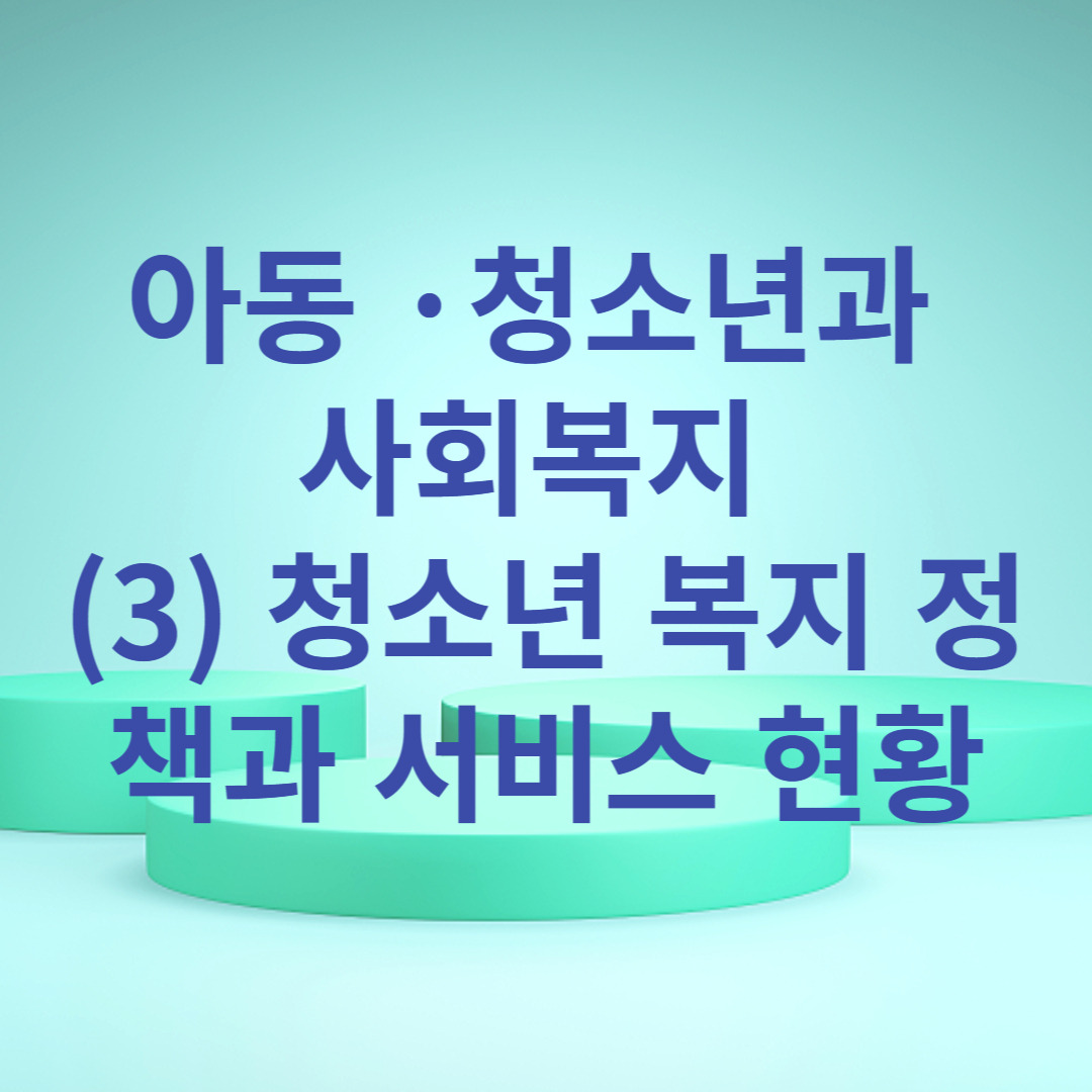 아동 · 청소년과 사회복지 3 청소년 복지 정책과 서비스 현황