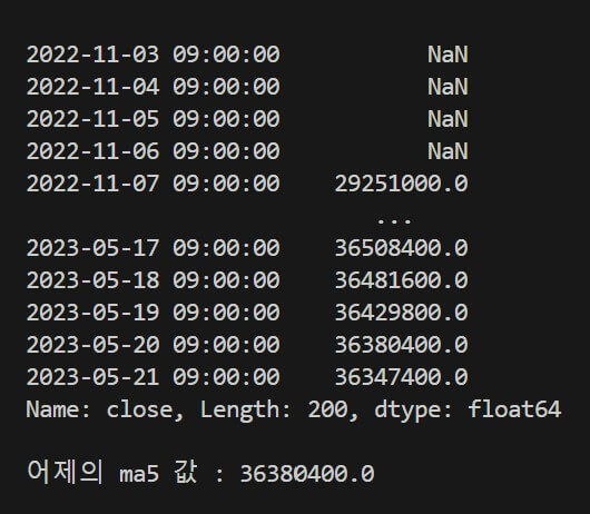 업비트자동매매 Python으로 쉽게 하는 캔들 정보 불러오기 이동평균선ma과 Rsi 지표를 구해보자