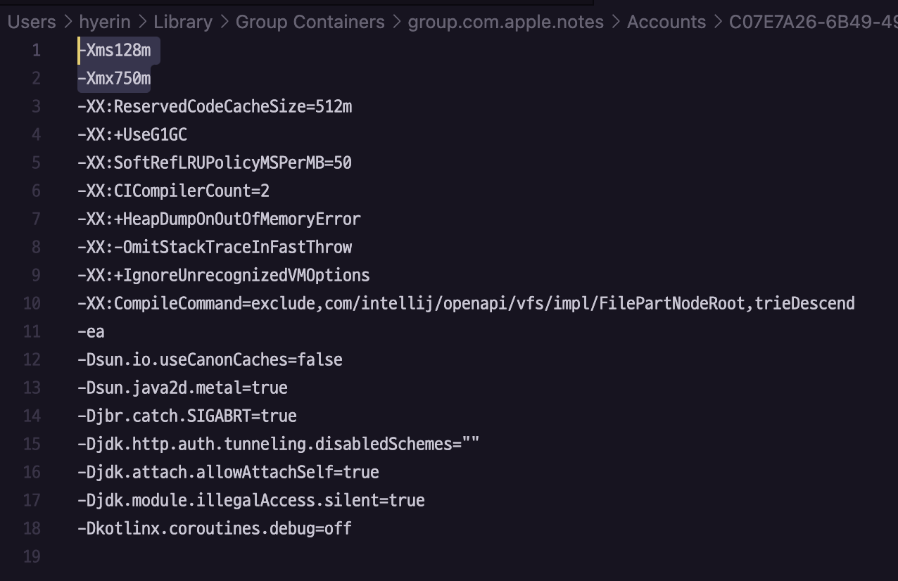 [IntelliJ IDEA] 'Initial heap size set to a larger value than the maximum heap size' 에러 해결기