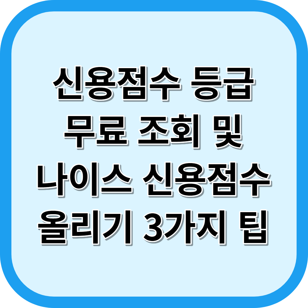 신용 점수 등급 무료 조회 및 나이스 신용점수 올리기 3가지 팁 모두책보자