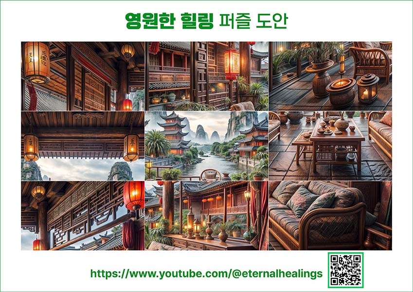 중국 계림 퍼즐 게임 도안 색칠공부도안 이미지 그림 프린트 무료다운 어르신 노인 유아 인지프로그램 치매예방