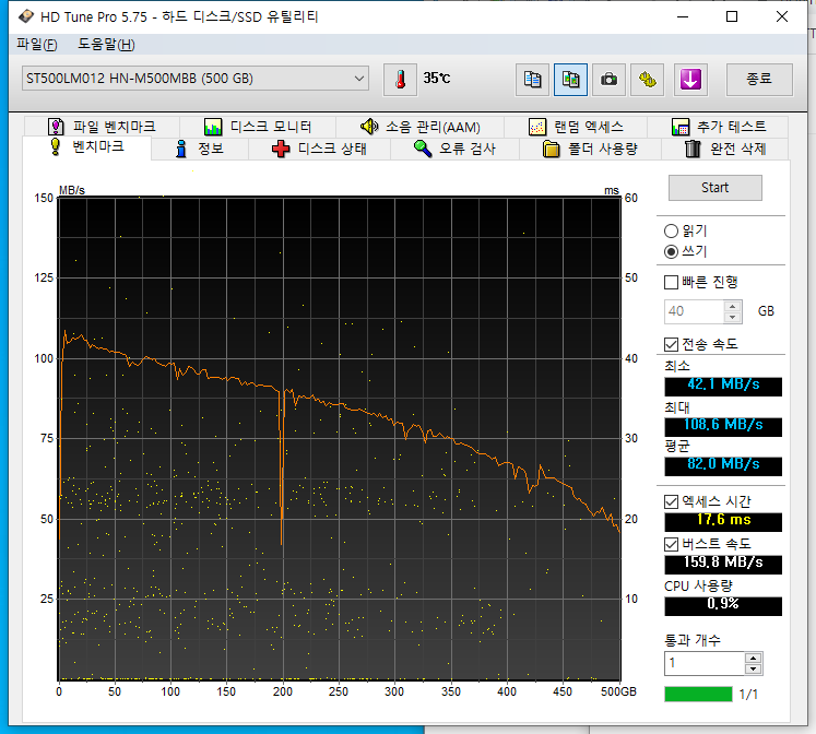 HD Tune Pro: ST500LM012 HN-M500MBB Benchmark / 82.0 / 83.5 / 500GB