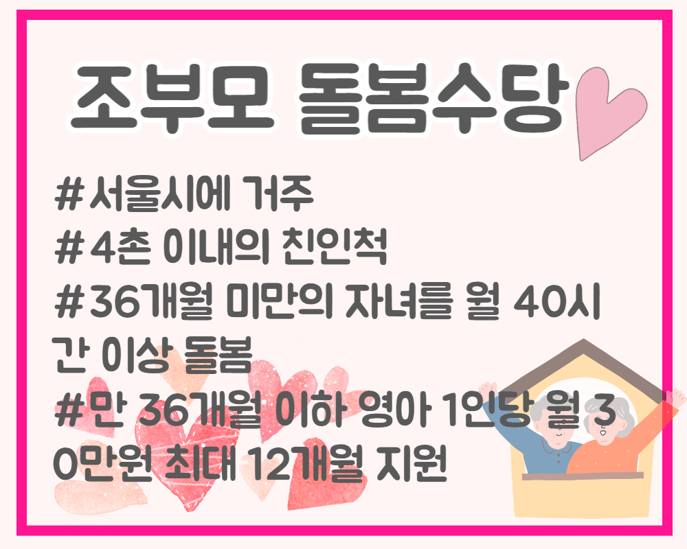 조부모 돌봄수당 신청 대상 기준 신청 시기