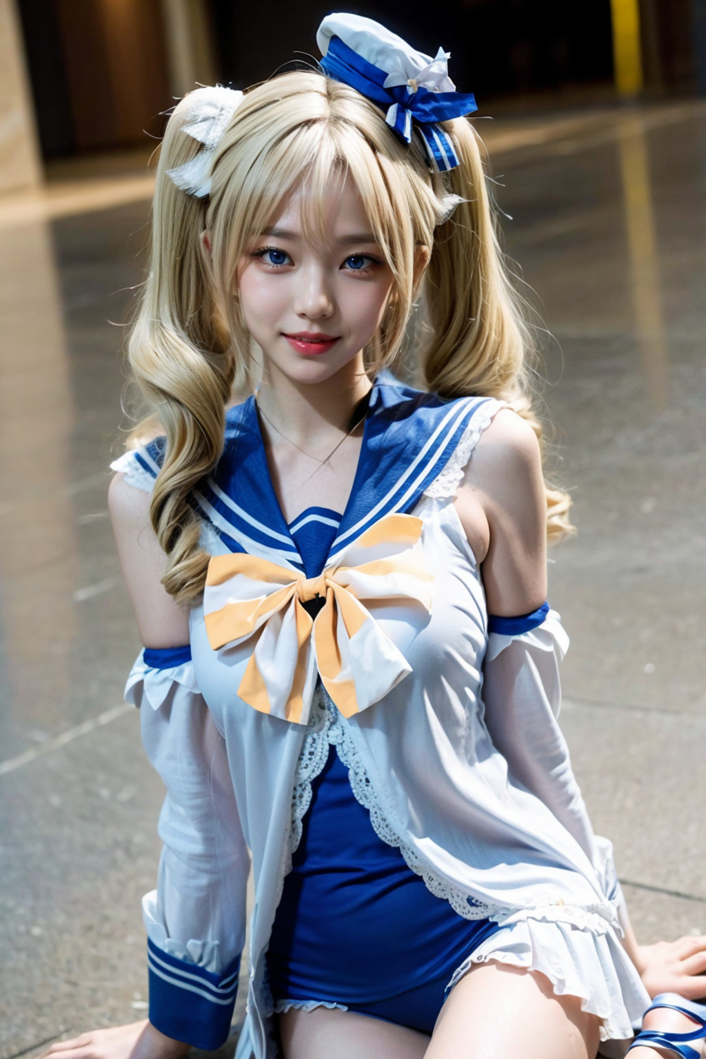 Ai로 생성한 원신 바바라 빛나는 협주 수영복 코스프레한 실사풍 모델 이미지 생성하기