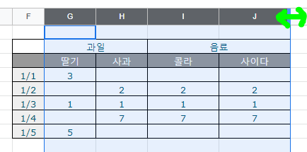 구글 스프레드시트 표 만들기 (+팁)