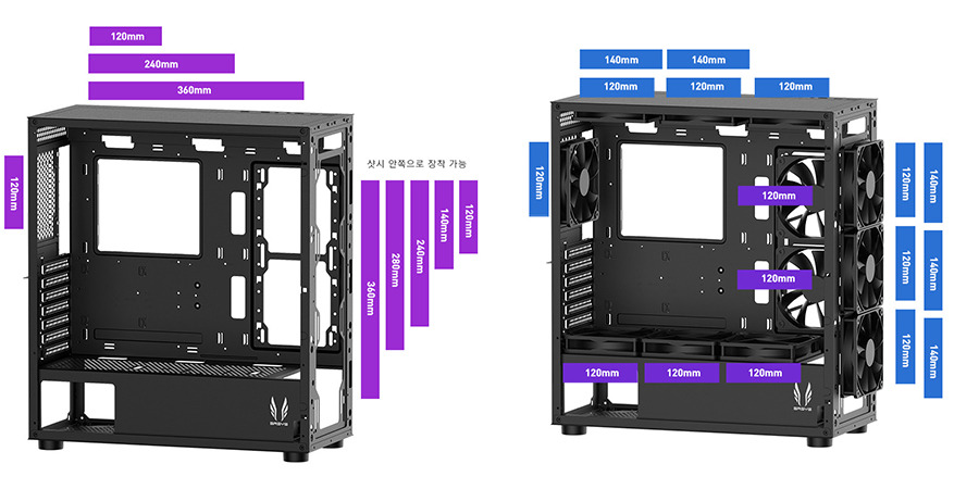 10개 이상의 HDD 장착이 가능한 3RSYS CH120 BLACK 케이스