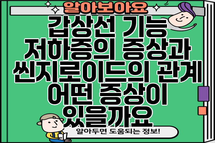 씬지로이드 갑상선 기능 저하증 치료제의 효과 부작용 그리고 주의사항 완벽 가이드