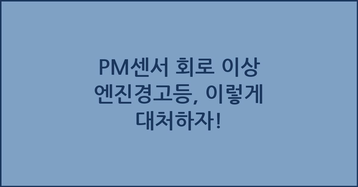 Pm센서 회로 이상 엔진경고등 이렇게 대처하자