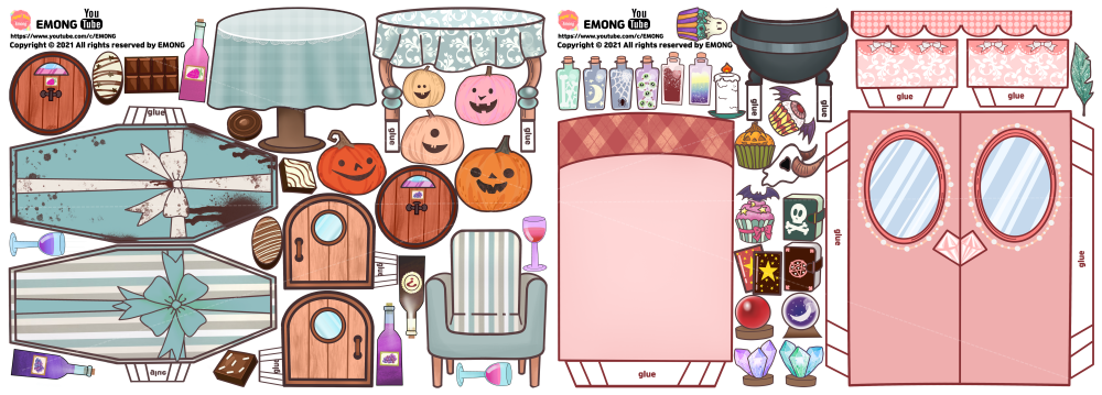 Paper Doll EMONG | Making Halloween Paper Dollhouse for Free Download ...