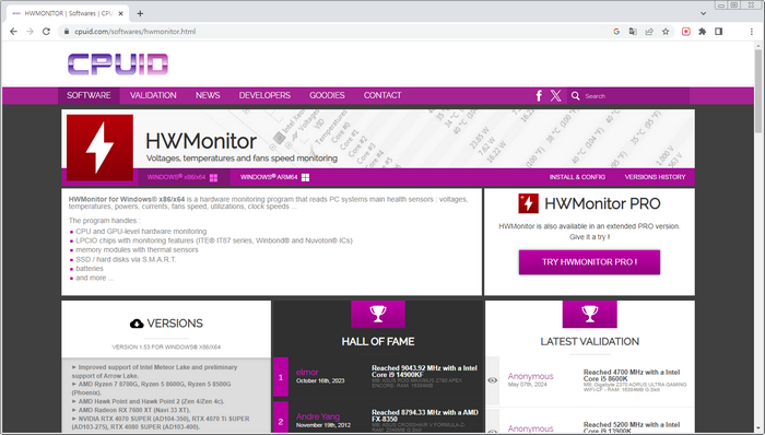 Hwmonitor 다운로드 후 cpu 온도 확인 방법