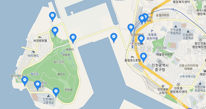 인천 월미도 주변 무료 주차장 공영 주차장 위치 주소 지도 주차대수 알아보기