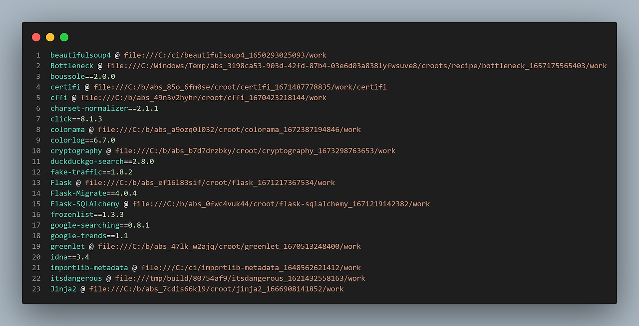 requirements.txt에 버전이 안써있고 경로가 써있을때 해결 방법(conda 사용자)