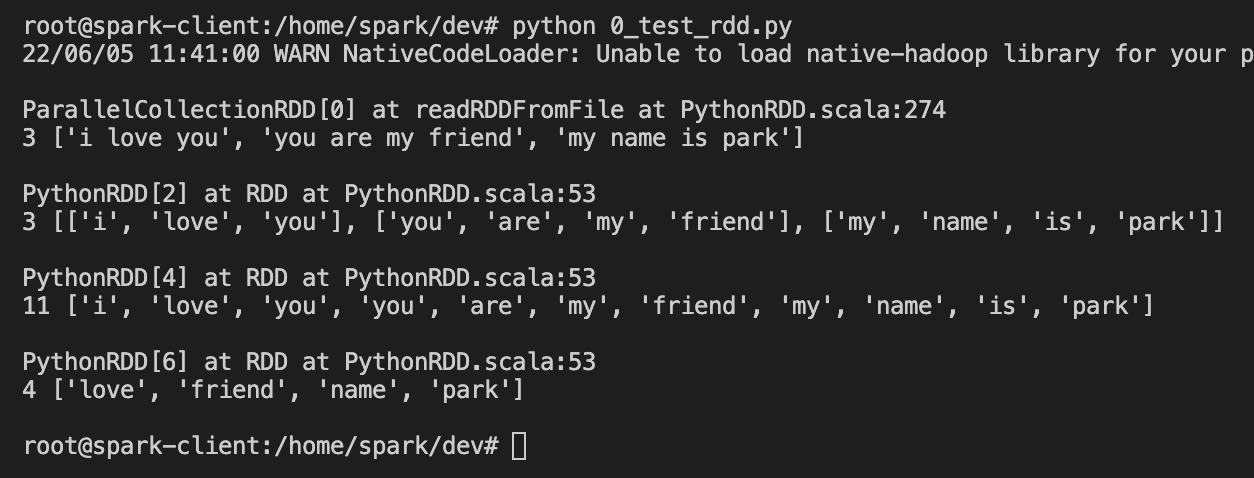 [Spark] pyspark RDD count(), collect() — 과거의 나를 위해