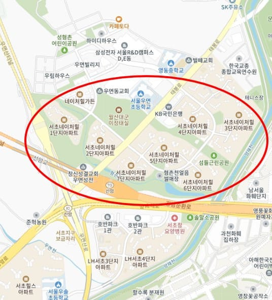 서초구 우면동 입지통계 서초네이처힐 서초힐스 서초호반써밋 대림아파트 등