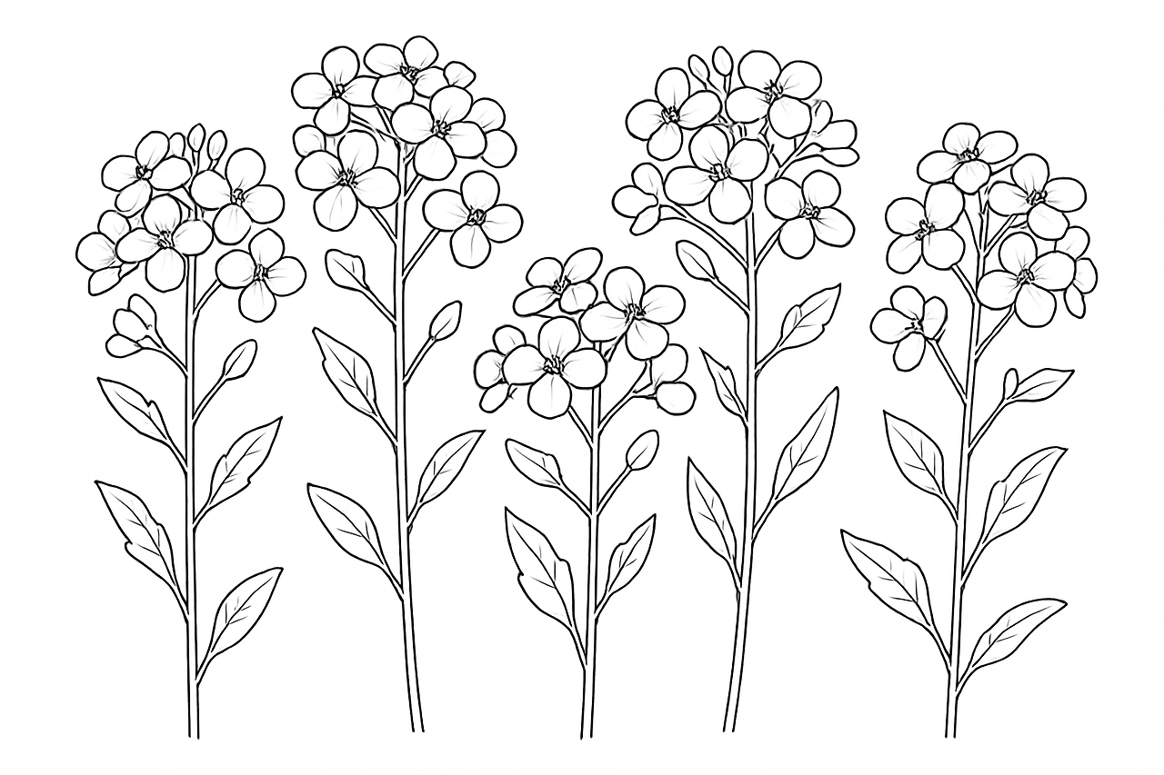 봄꽃 냄새 가득 유채꽃 색칠하기 도안 무료 배포 Canola Flower Coloring Part 1