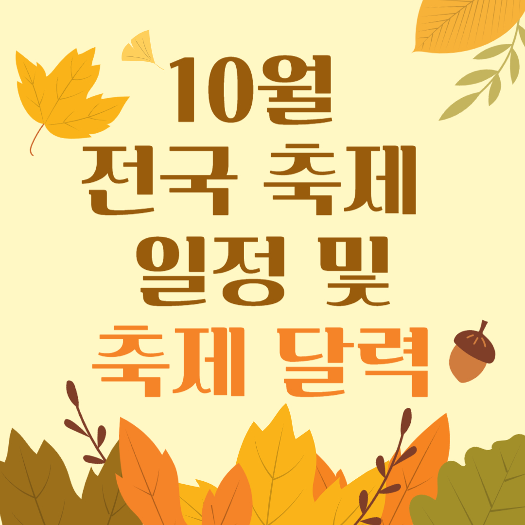 10월 전국 축제 일정표 및 10월 가볼만한곳 꽃축제