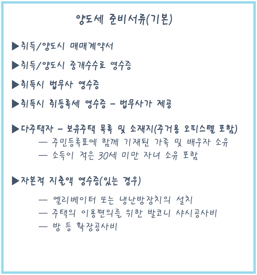 양도세 신고 시 기본적으로 필요한 서류