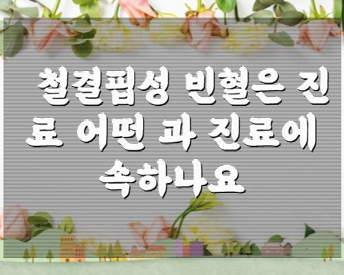 철결핍성 빈혈은 진료 어떤 과 진료에 속하나요