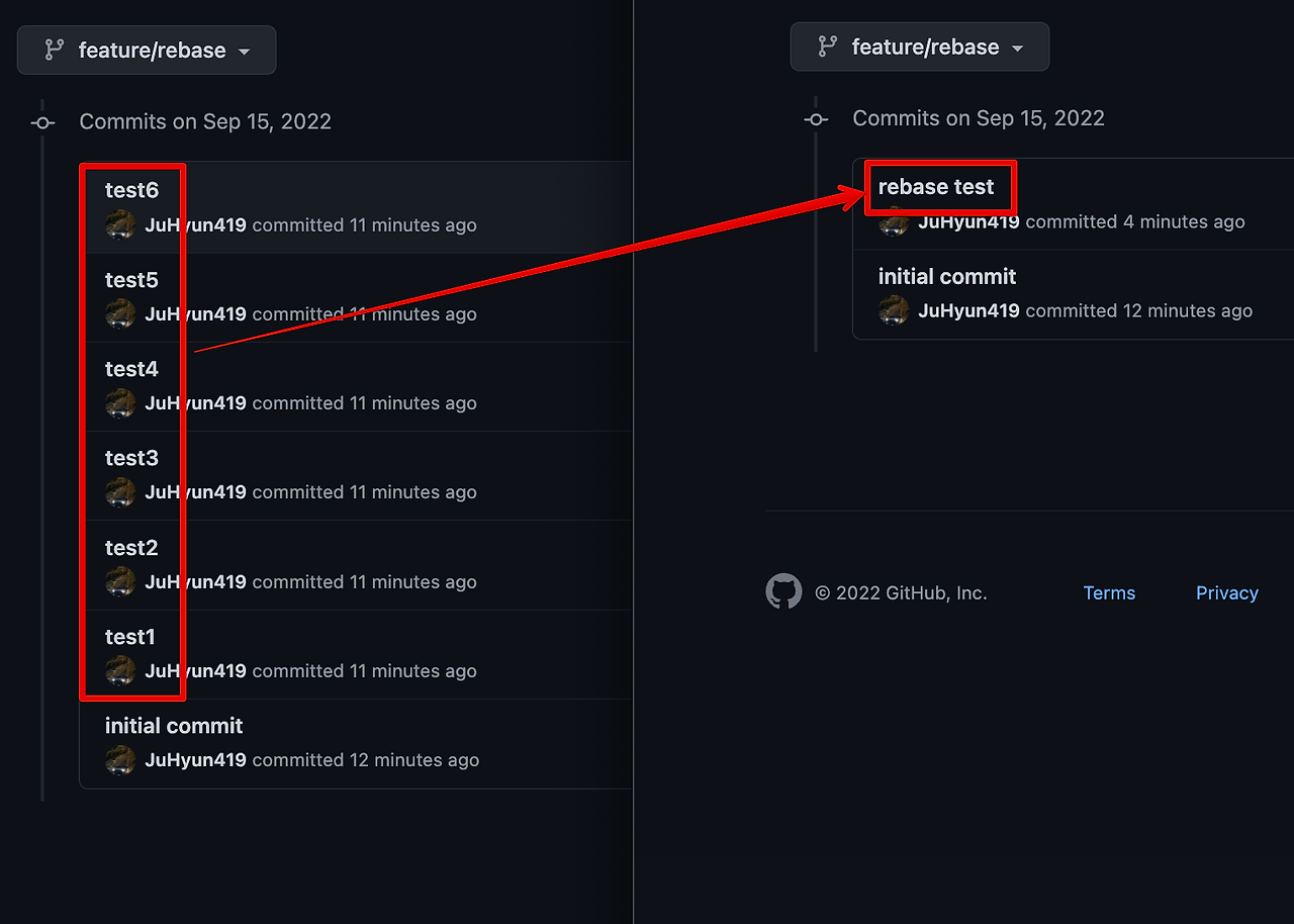 Git Sqaush로 여러 개의 Commit logs 합치기(Git Rebase)
