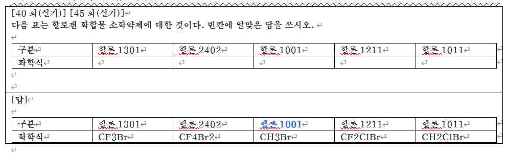 40회실기 할로겐화합물 소화약제 명명법 Fire Safety Engineering