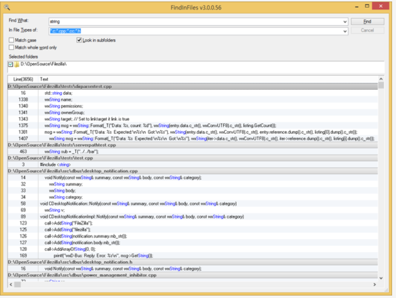 FindInFiles 파일 본문중에 문자 찾기 유틸리티