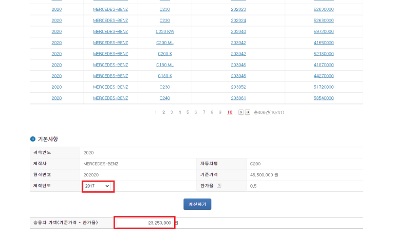 중고차 차량 시가 표준액차량가액 조회 방법